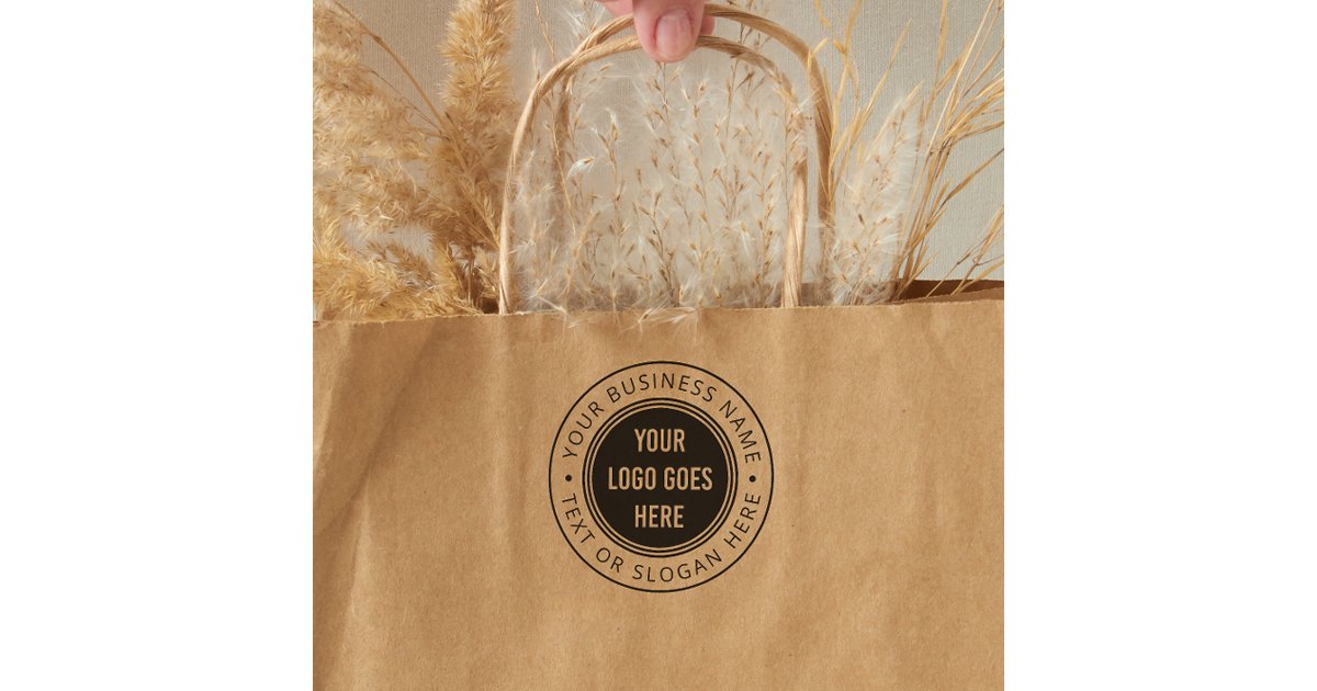 Custom Modern Round Business Logo With Slogan Self-inking Stamp | Zazzle