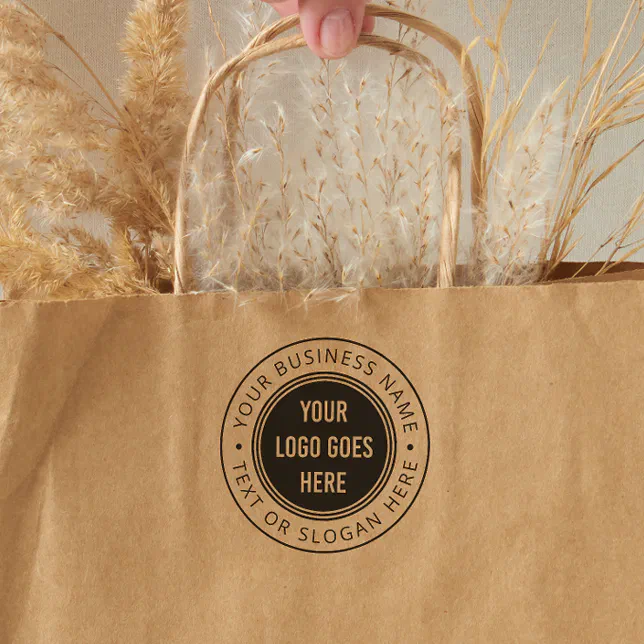 Custom Modern Round Business Logo With Slogan Self-inking Stamp | Zazzle