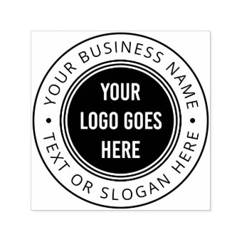 Custom Modern Round Business Logo With Slogan Self-inking Stamp | Zazzle