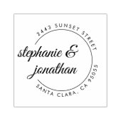 Custom Modern Script Circular Return Address Rubber Stamp | Zazzle