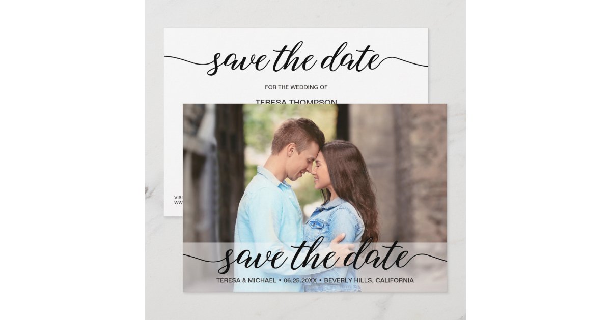 Custom Modern Script Engagement Photo Simple Save The Date | Zazzle