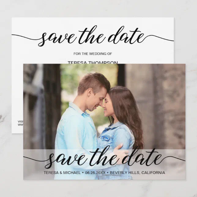 Custom Modern Script Engagement Photo Simple Save The Date | Zazzle