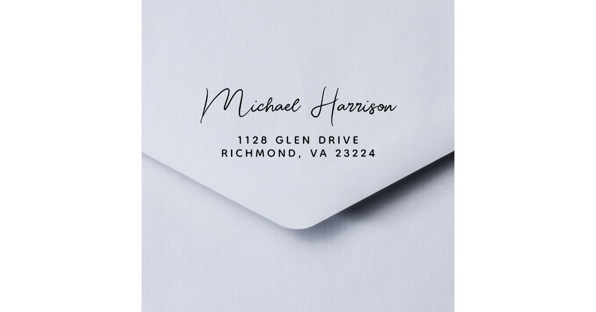 Custom Modern Script Return Address Rubber Stamp | Zazzle