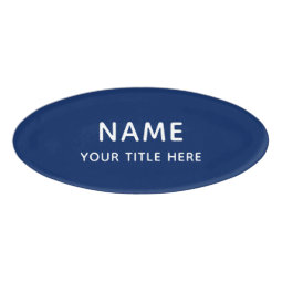Custom Modern Simple Basic Navy Blue Title Name Tag | Zazzle