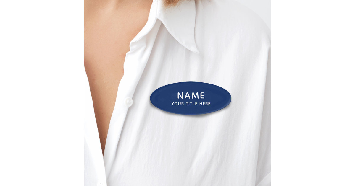 Custom Modern Simple Basic Navy Blue Title Name Tag | Zazzle