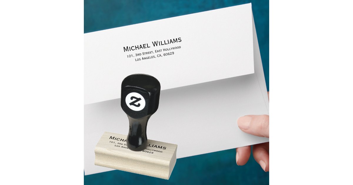 Custom Modern Simple Name Return Address Business Rubber Stamp | Zazzle