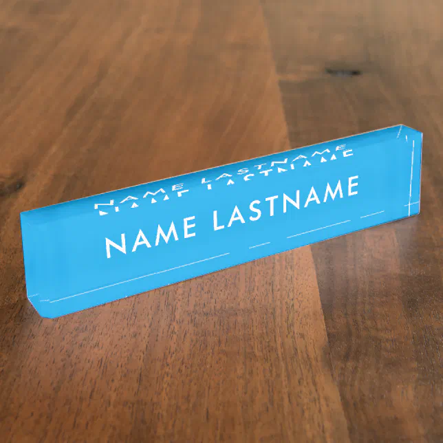 Custom Modern Sky Blue Simple Basic Minimalist Desk Name Plate | Zazzle