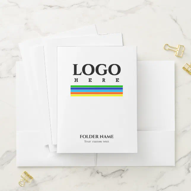Custom Modern Stripes Logo Business Card Slot Pocket Folder | Zazzle