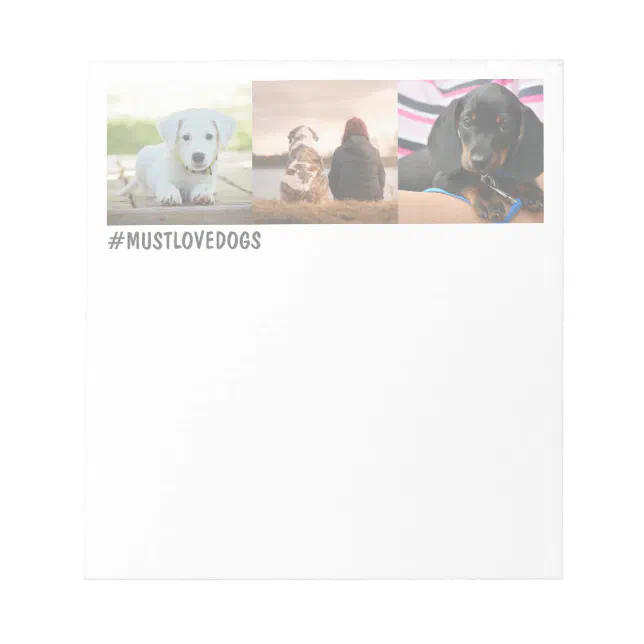 Custom Modern Trendy 3 Instagram Pet Photo Hashtag Notepad | Zazzle