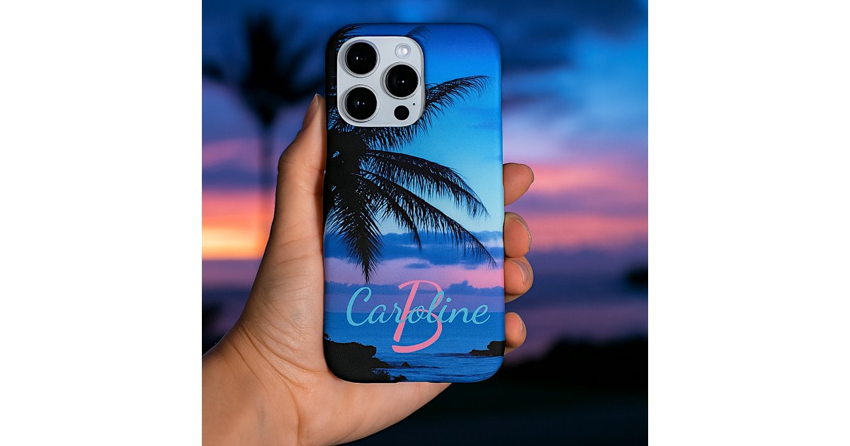 Custom Modern Tropical Island Beach Sunset Photo iPhone Case | Zazzle