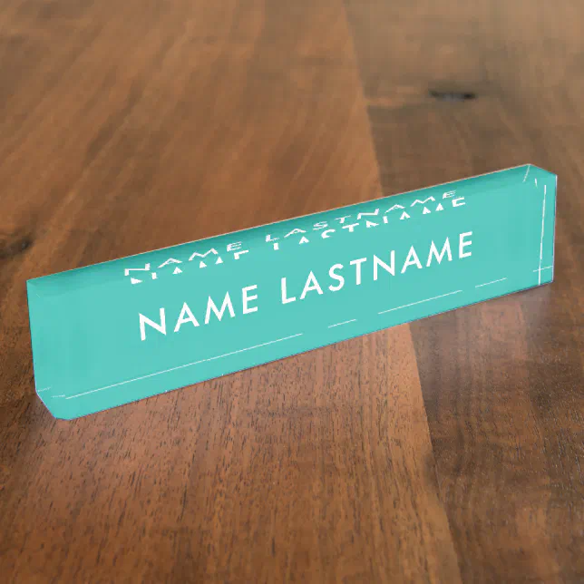Custom Modern Turquoise Simple Basic Minimalist Desk Name Plate | Zazzle