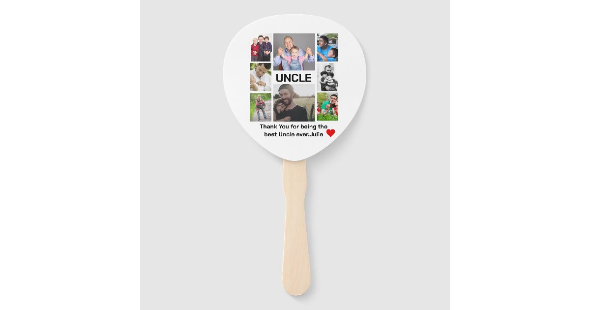 Custom modern Uncle 8 Photo Collage Hand Fan | Zazzle