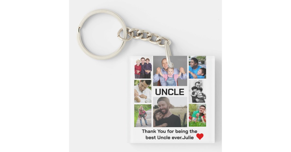 Custom modern Uncle 8 Photo Collage Keychain | Zazzle
