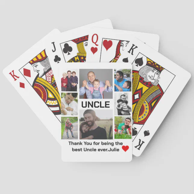 Custom modern Uncle 8 Photo Collage Poker Cards | Zazzle