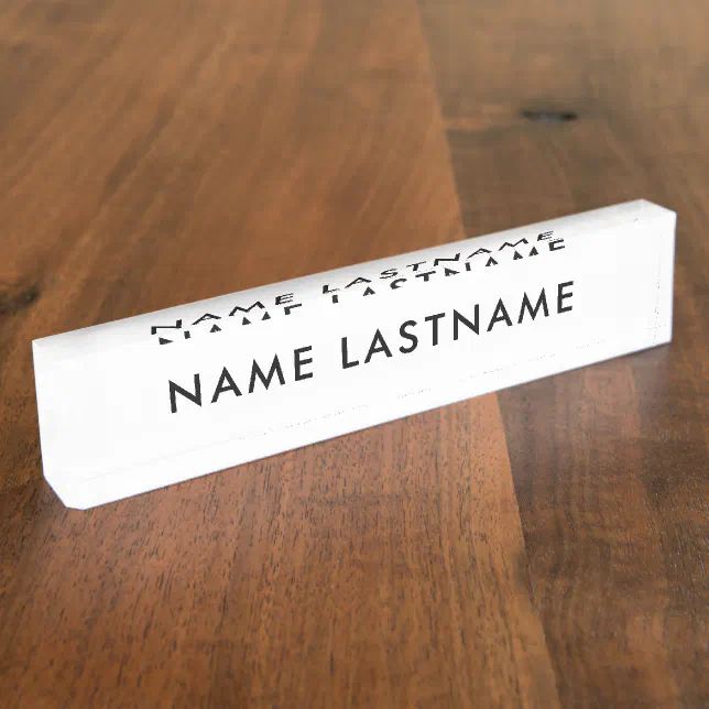 Custom Modern White Minimalist Simple Basic Desk Name Plate | Zazzle