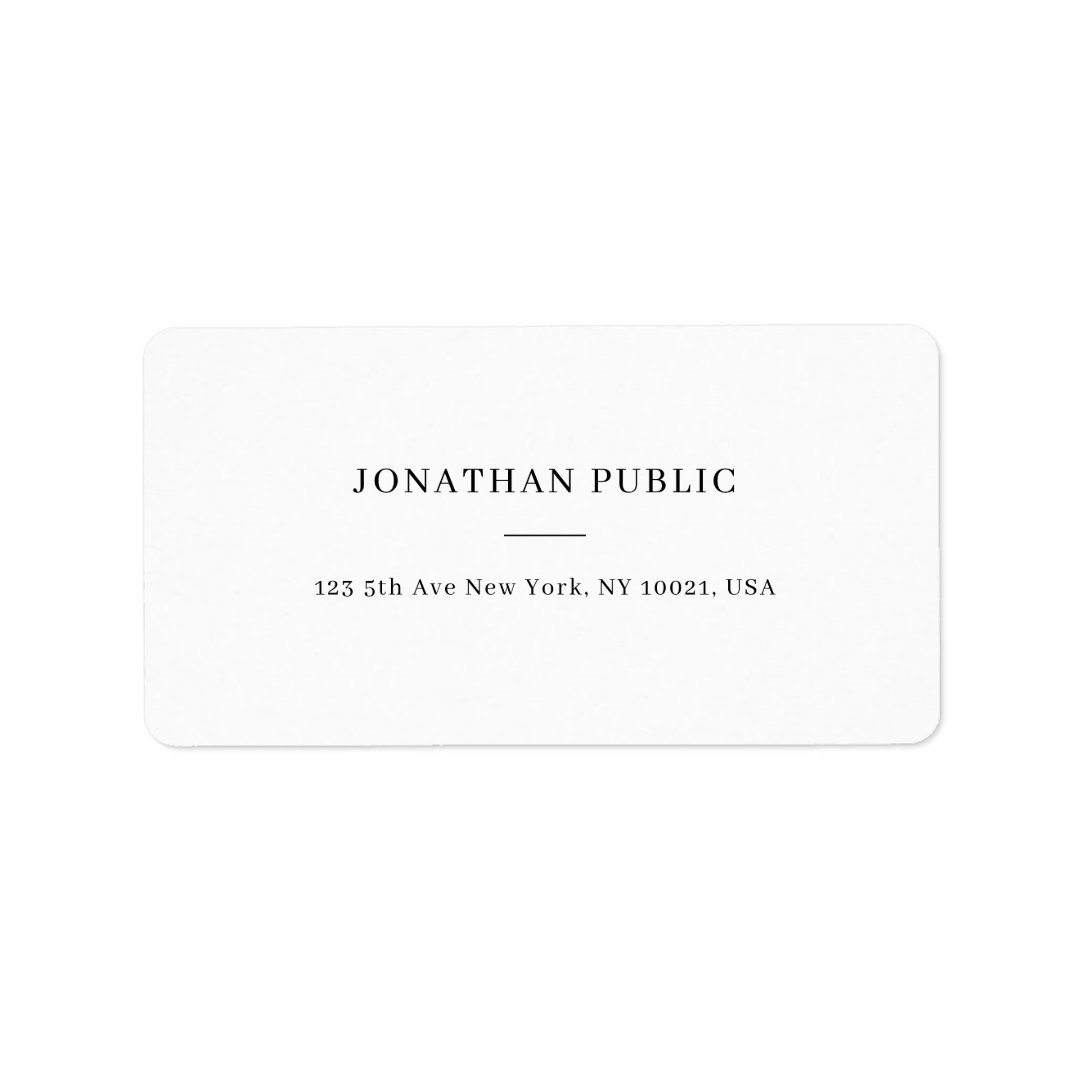 Custom Modern White Simple Personalized Template Label | Zazzle