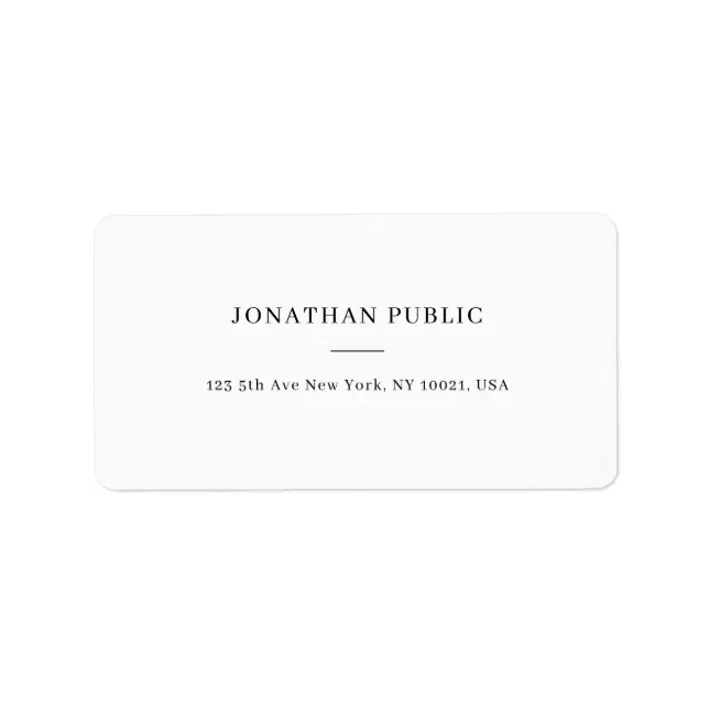 Custom Modern White Simple Personalized Template Label | Zazzle