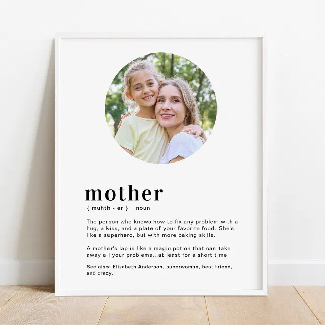 Custom Mom, Mother Definition Mother's Day Photo Poster | Zazzle