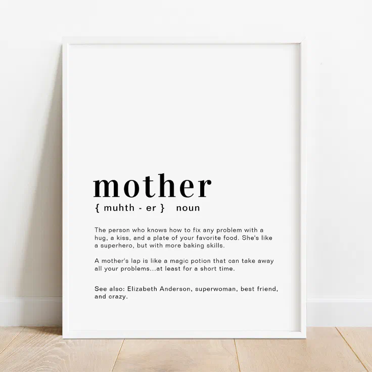 Custom Mom, Mum, Mother Definition Mother's Day Poster | Zazzle