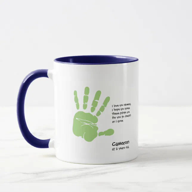 Custom Mom's Gift handprint mug child with name | Zazzle