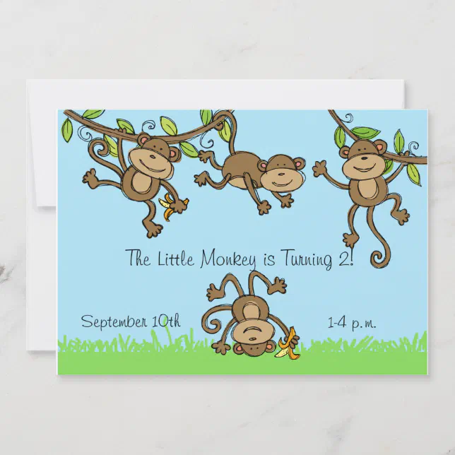 Custom Monkey Around Animals Birthday Invitation | Zazzle