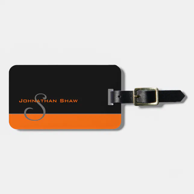 Custom Monogram 5 (Orange) Luggage Tag | Zazzle