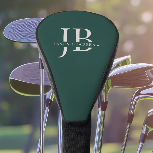 Custom Monogram and Name Classic Green Golf Head Cover | Zazzle