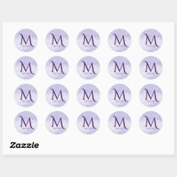 Custom Monogram and Name Purple and White Sticker | Zazzle