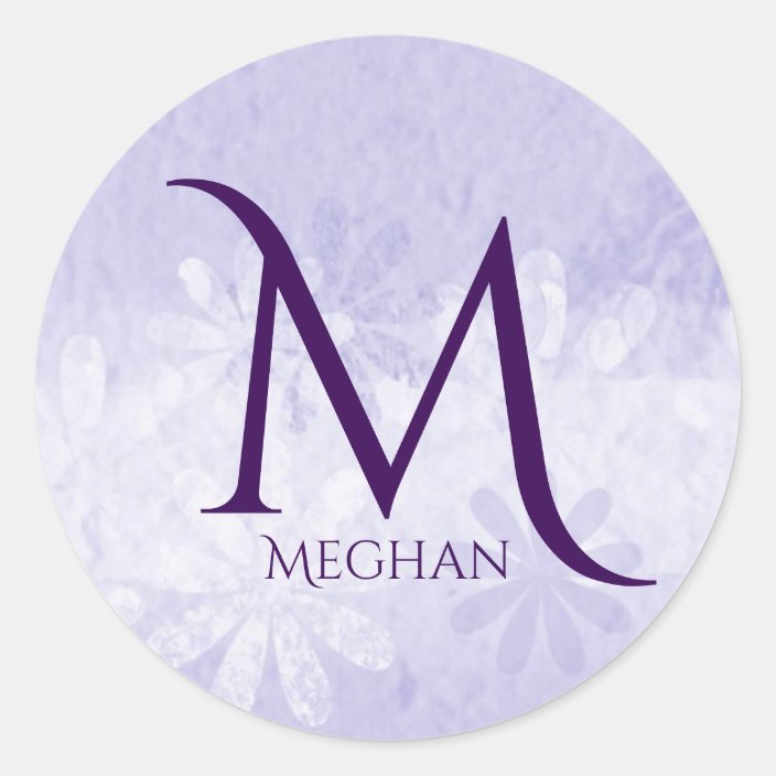 Custom Monogram and Name Purple and White Sticker | Zazzle.com