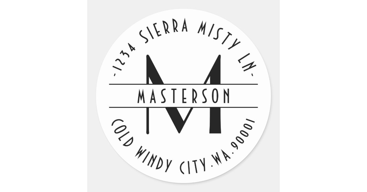 Custom Monogram Art Deco Return Address Label | Zazzle