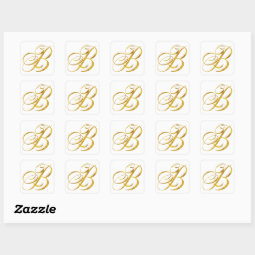 Custom Monogram B Faux Gold Foil Monograms Initial Square Sticker | Zazzle