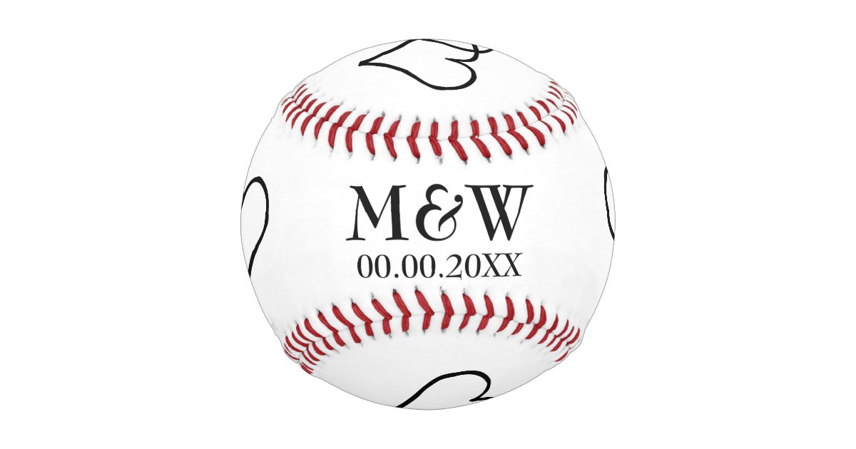 Custom monogram baseball for sports theme wedding | Zazzle
