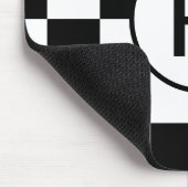 Custom Monogram Black White Checkerboard Pattern Mouse Pad | Zazzle