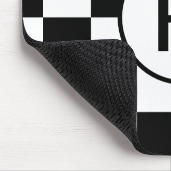 Custom Monogram Black White Checkerboard Pattern Mouse Pad | Zazzle