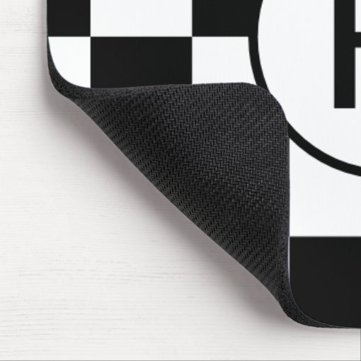Custom Monogram Black White Checkerboard Pattern Mouse Pad | Zazzle