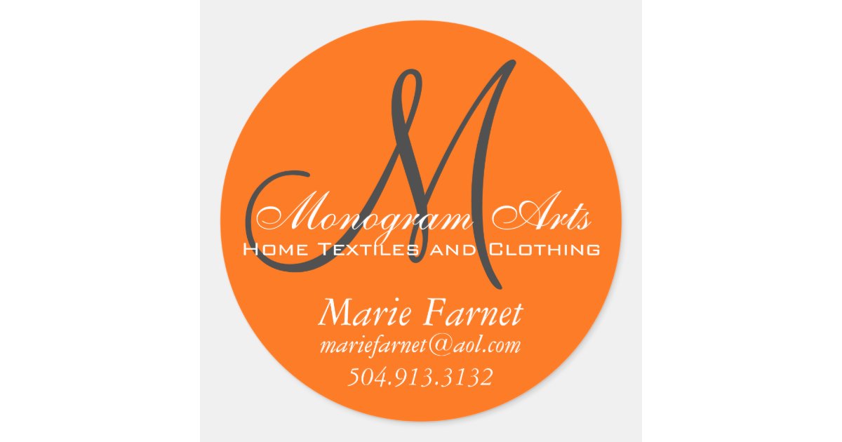 Custom Monogram Business Sticker | Zazzle