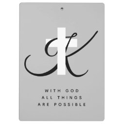 Custom monogram Christian faith cross symbol Clipboard | Zazzle