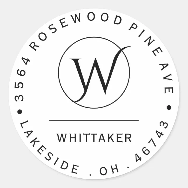 Custom Monogram Circular Return Address Label | Zazzle