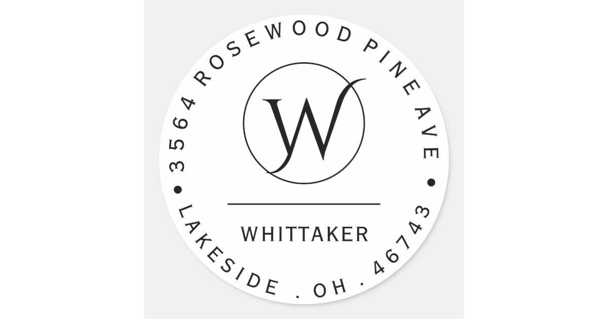 Custom Monogram Circular Return Address Label | Zazzle