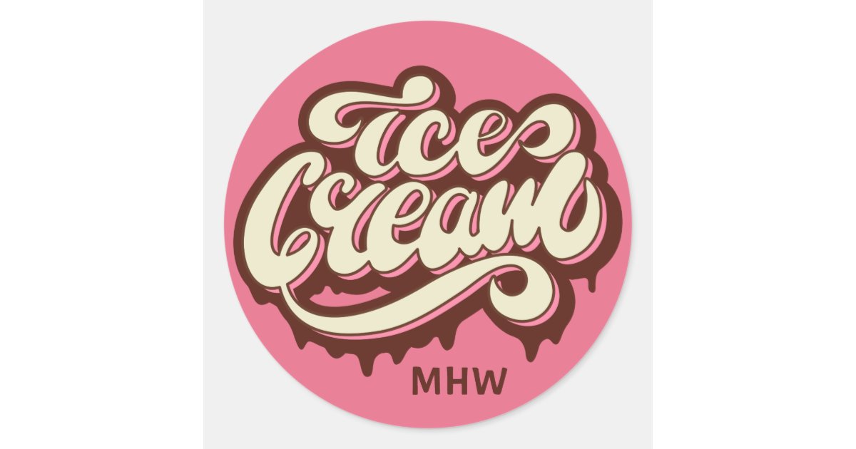 Custom monogram & color Ice Cream stickers | Zazzle