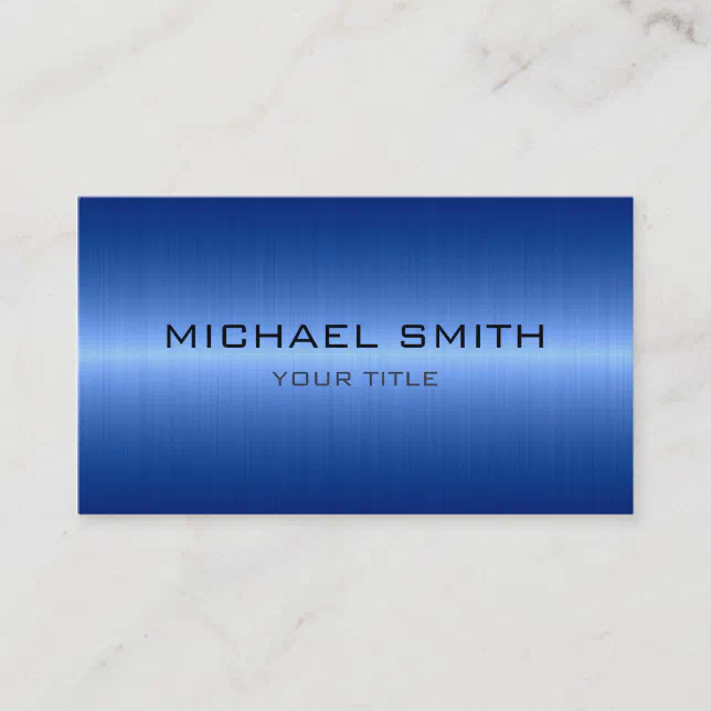 Custom Monogram Cool Blue Stainless Steel Metal Business Card | Zazzle