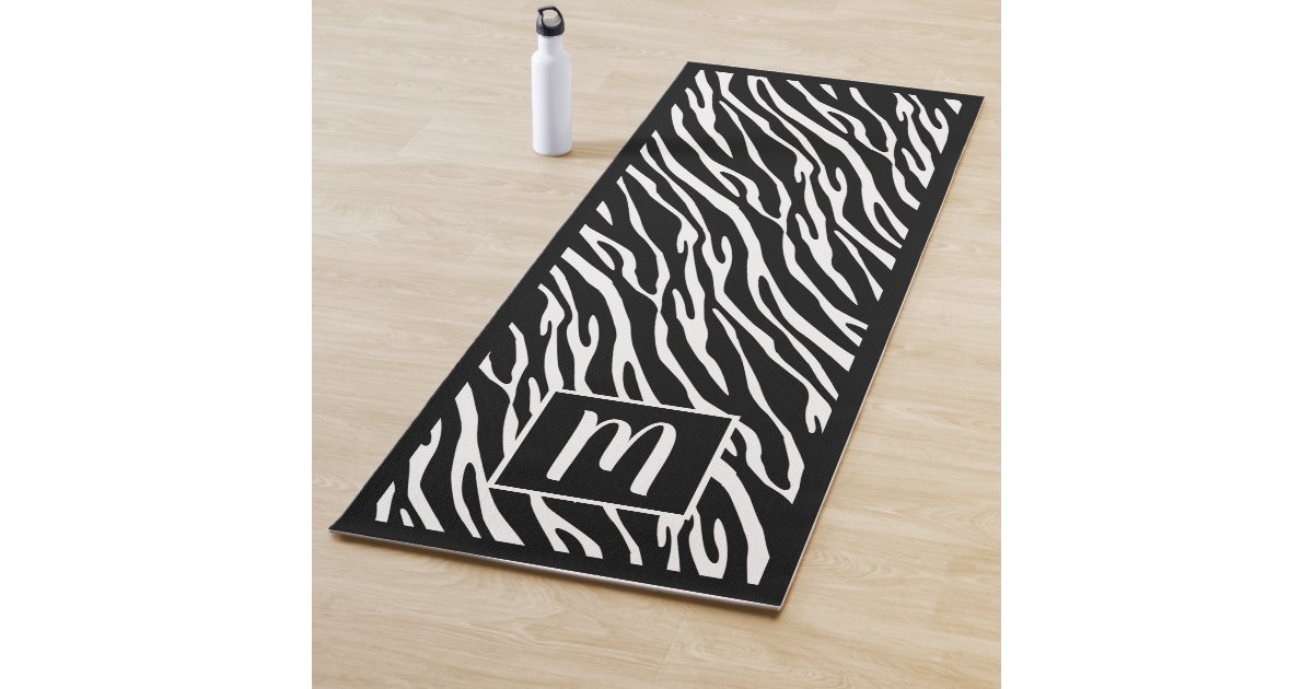 Custom Monogram Cute Zebra Stripes Art Pattern Yoga Mat | Zazzle