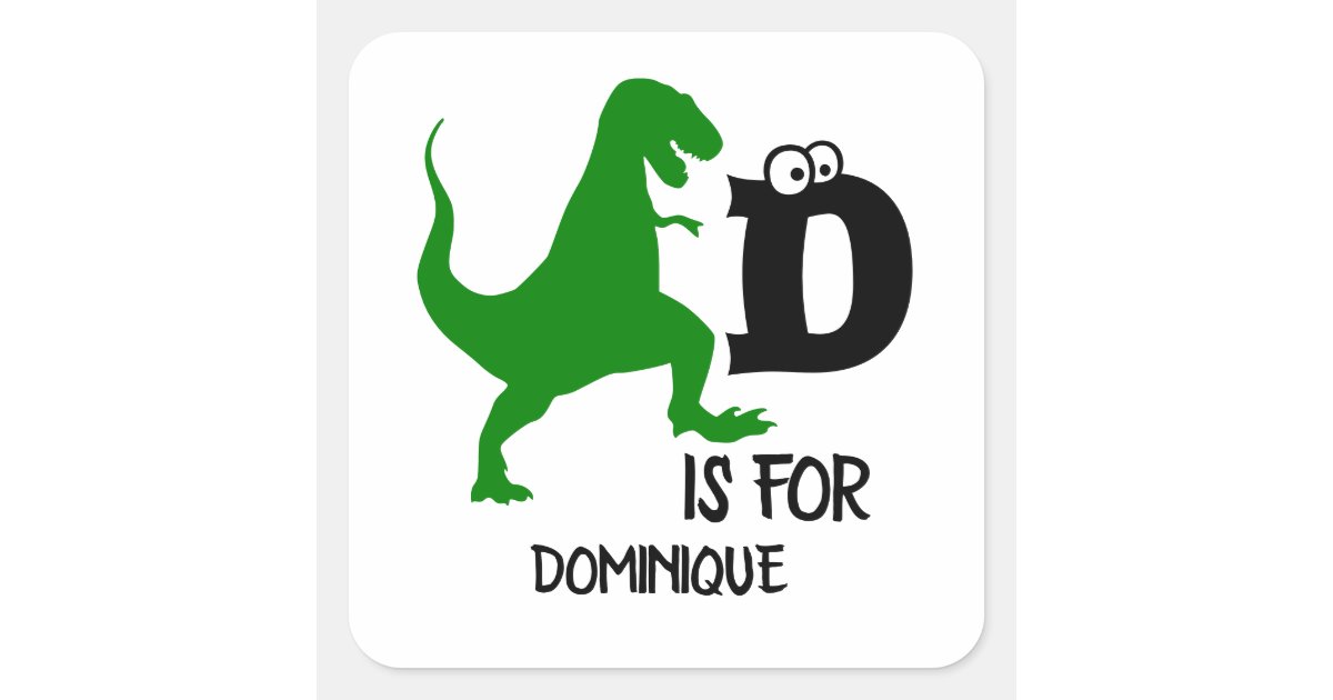 Custom monogram D is for Dinosaur cute T Rex Square Sticker | Zazzle
