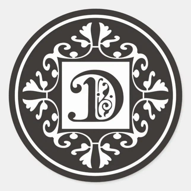 Custom Monogram D Stickers In Black and White | Zazzle