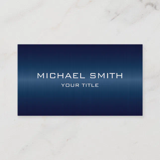 Custom Monogram Dark Blue Stainless Steel Metal Business Card | Zazzle