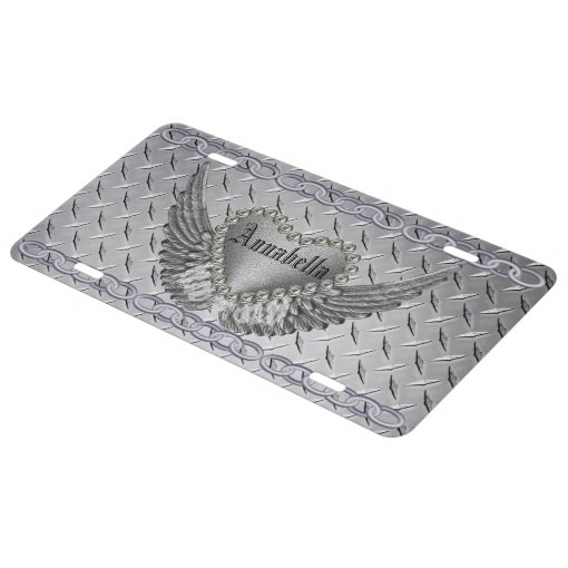 Custom Monogram Diamond & Hearts License Plate | Zazzle