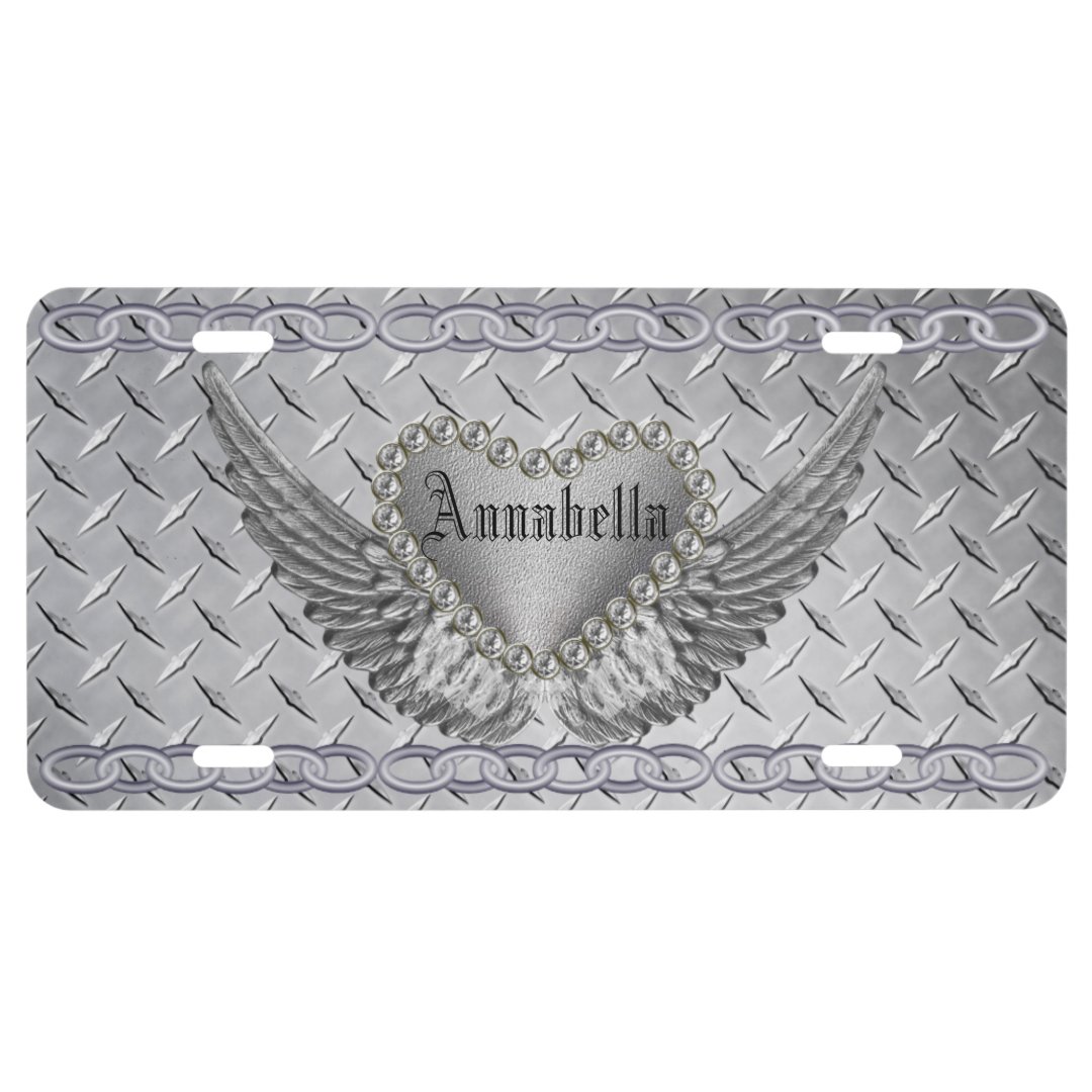 Custom Monogram Diamond & Hearts License Plate | Zazzle