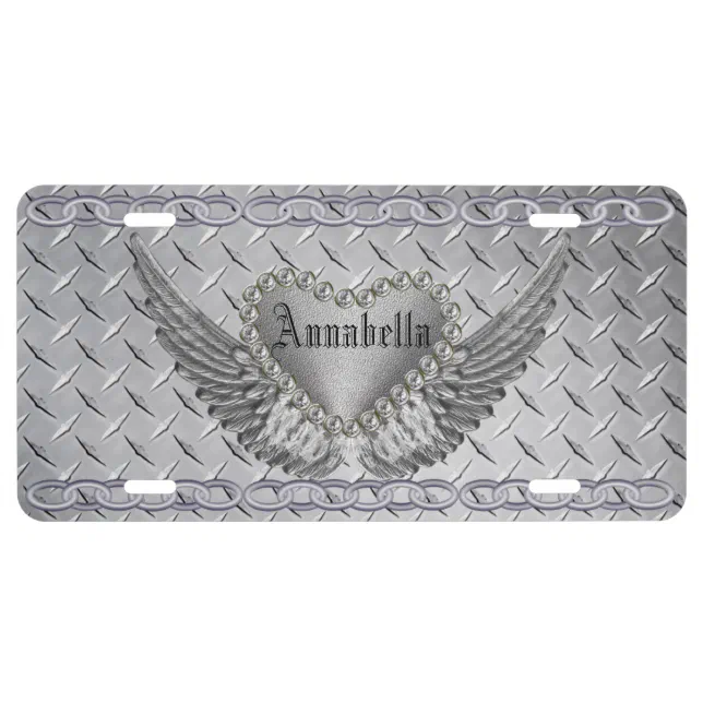 Custom Monogram Diamond & Hearts License Plate | Zazzle