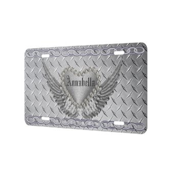 Custom Monogram Diamond & Hearts License Plate | Zazzle