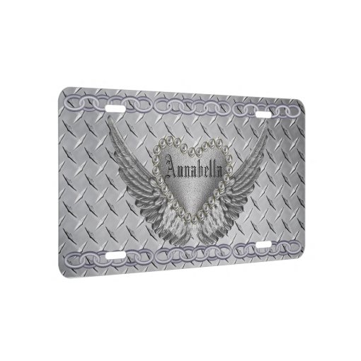 Custom Monogram Diamond & Hearts License Plate | Zazzle